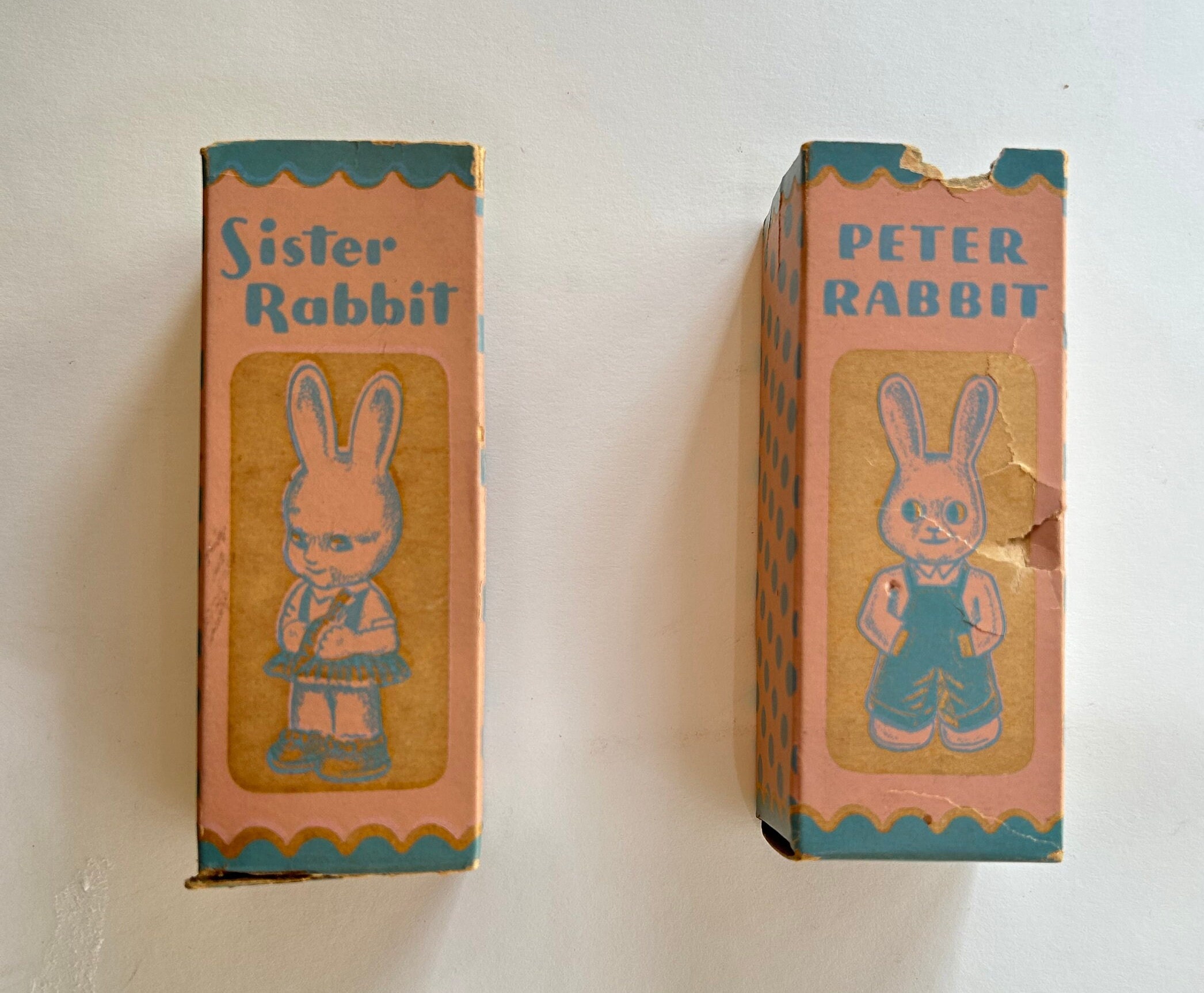 Peter Rabbit and Sister Rabbit Set of Plastic Rattles in Original Boxes ...