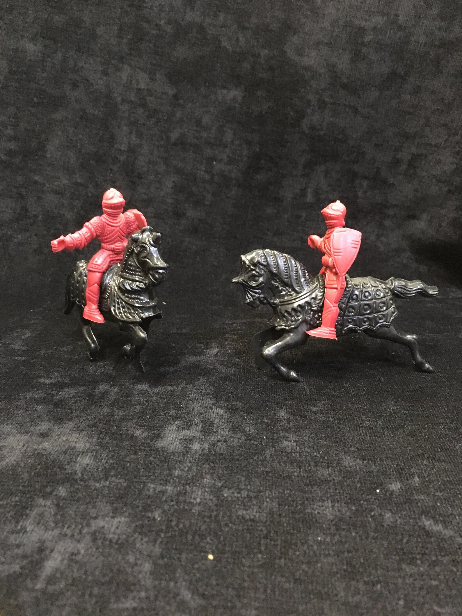 1960s Medieval Lido Knights Mounted Horses Black Red - Etsy