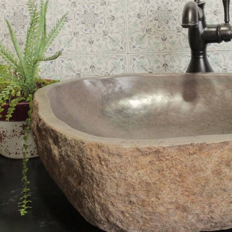 Stone Sink for Bathroom Decor Raw Stone Vessel Sink Wash Basin Rustic ...