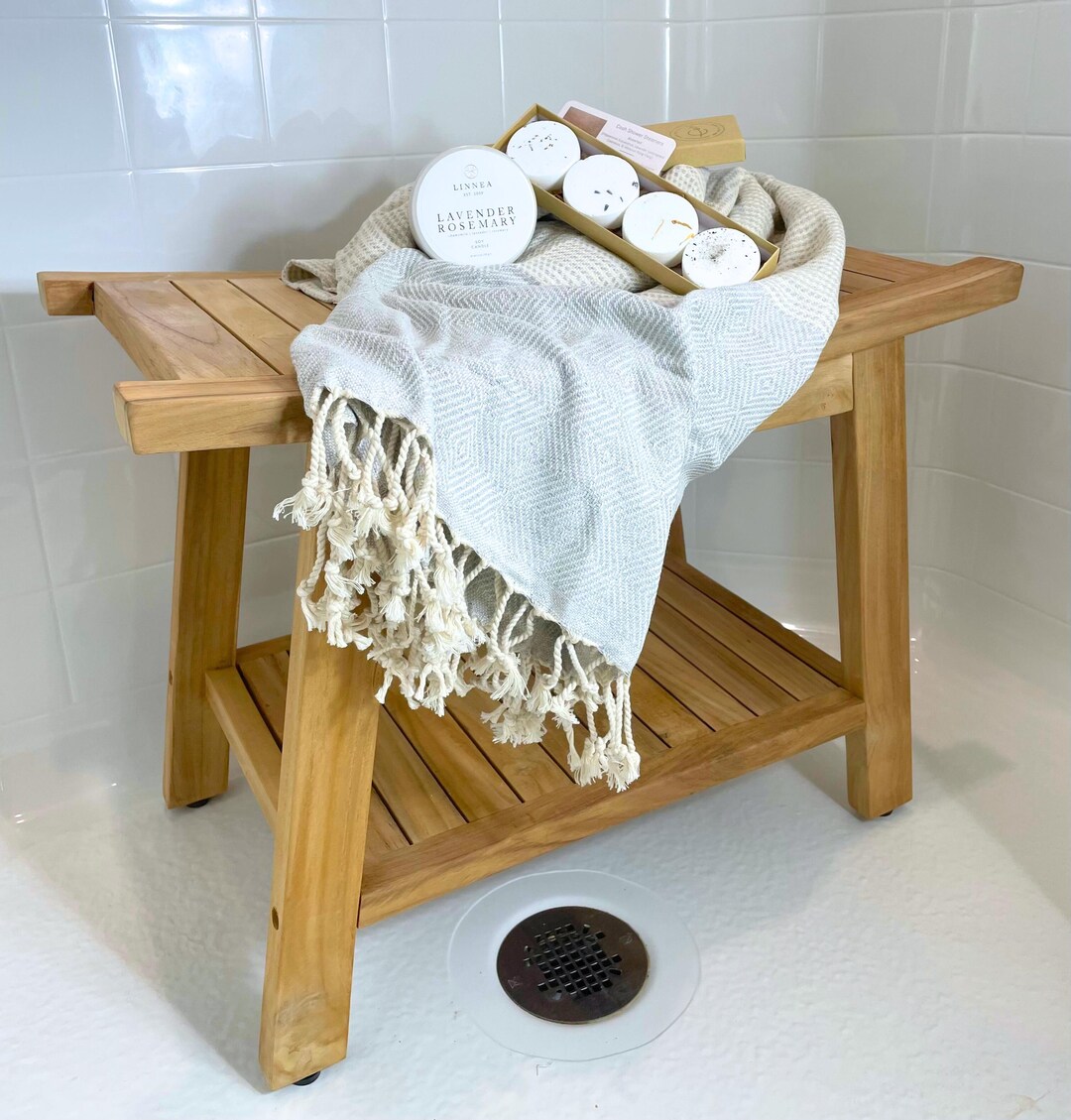 Teak Wood Shower Bench Gift Box - Etsy
