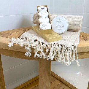 Teak Corner Shower Bench Gift Set - Etsy