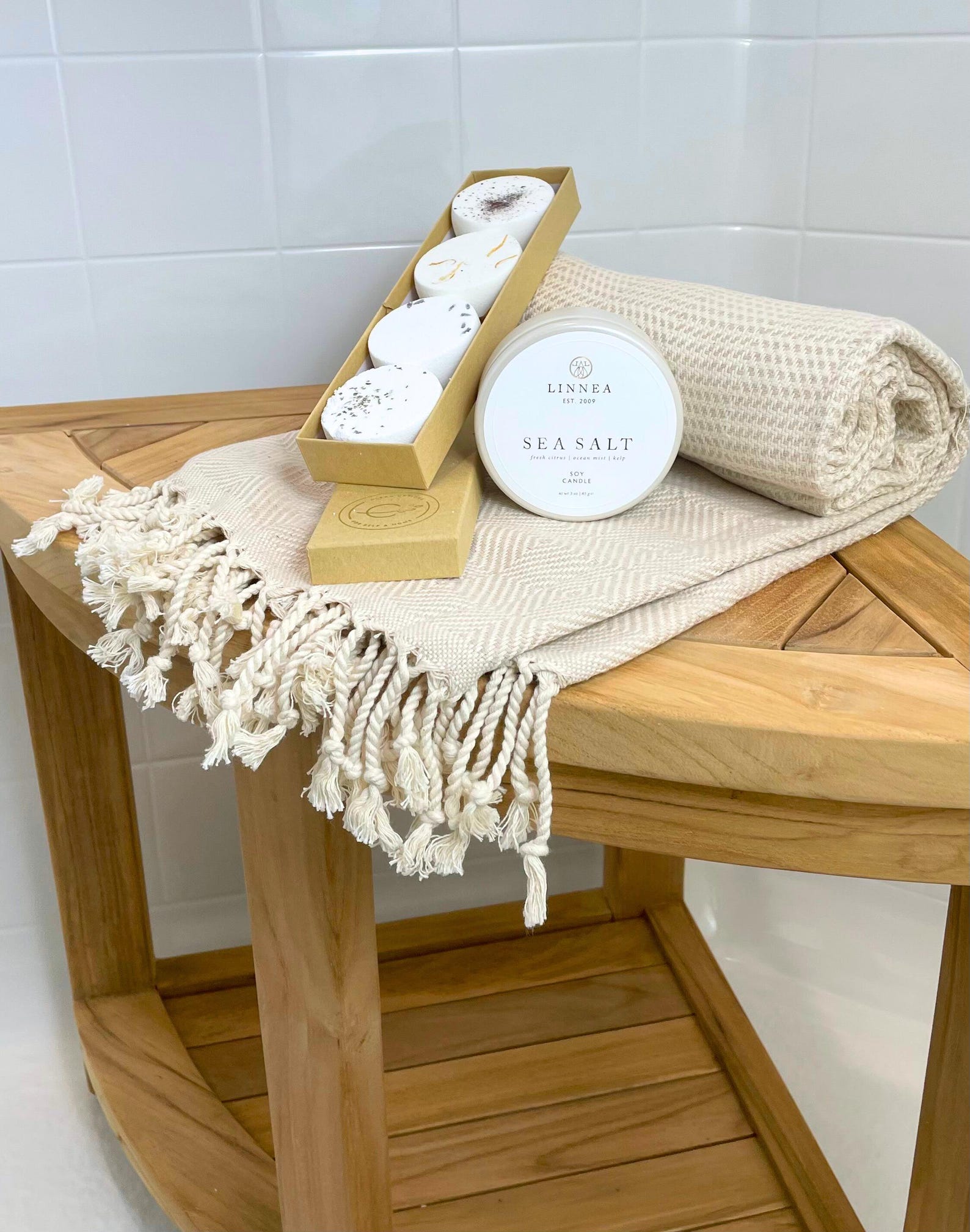 Teak Corner Shower Bench Gift Set - Etsy