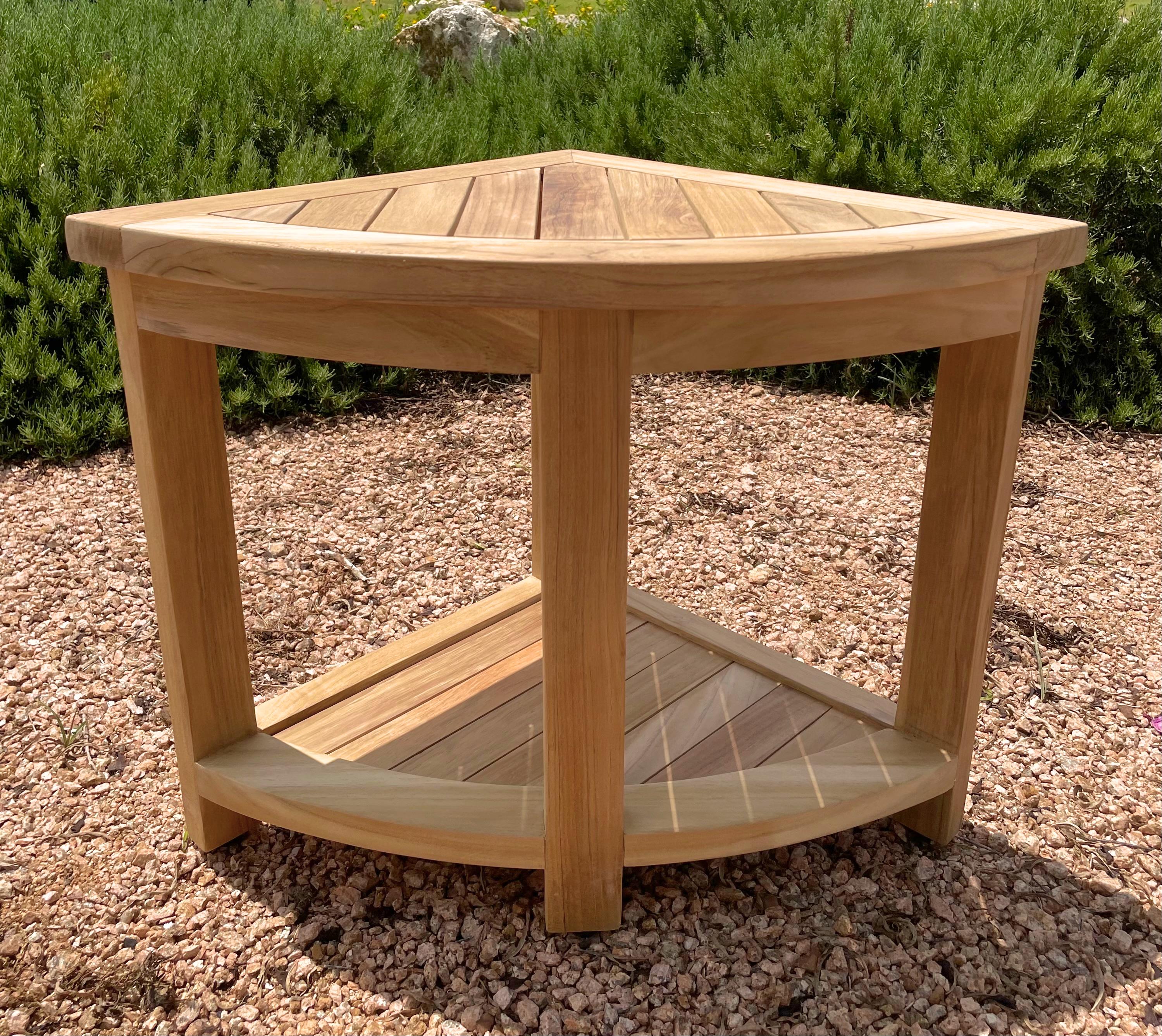 Teakwood Corner Shower Bench Shower Stool/shelf - Etsy