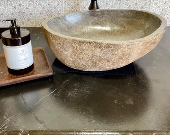River Stone Vessel Sink | Marble Sink Bowl |natural Stone Bathroom Sink ...