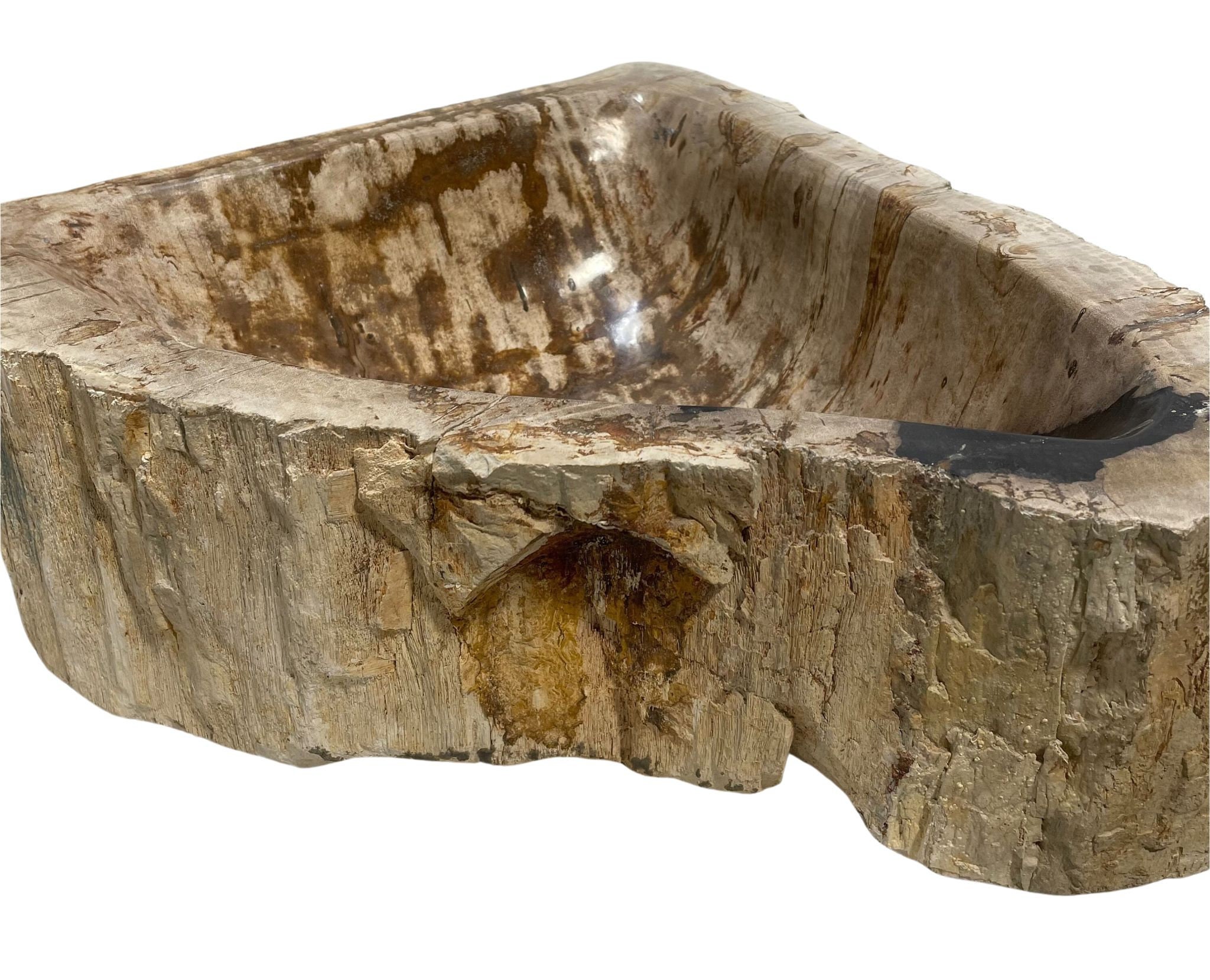 Hand-crafted Natural Stone Vessel Sink, Petrified Wood Stone Sink ...
