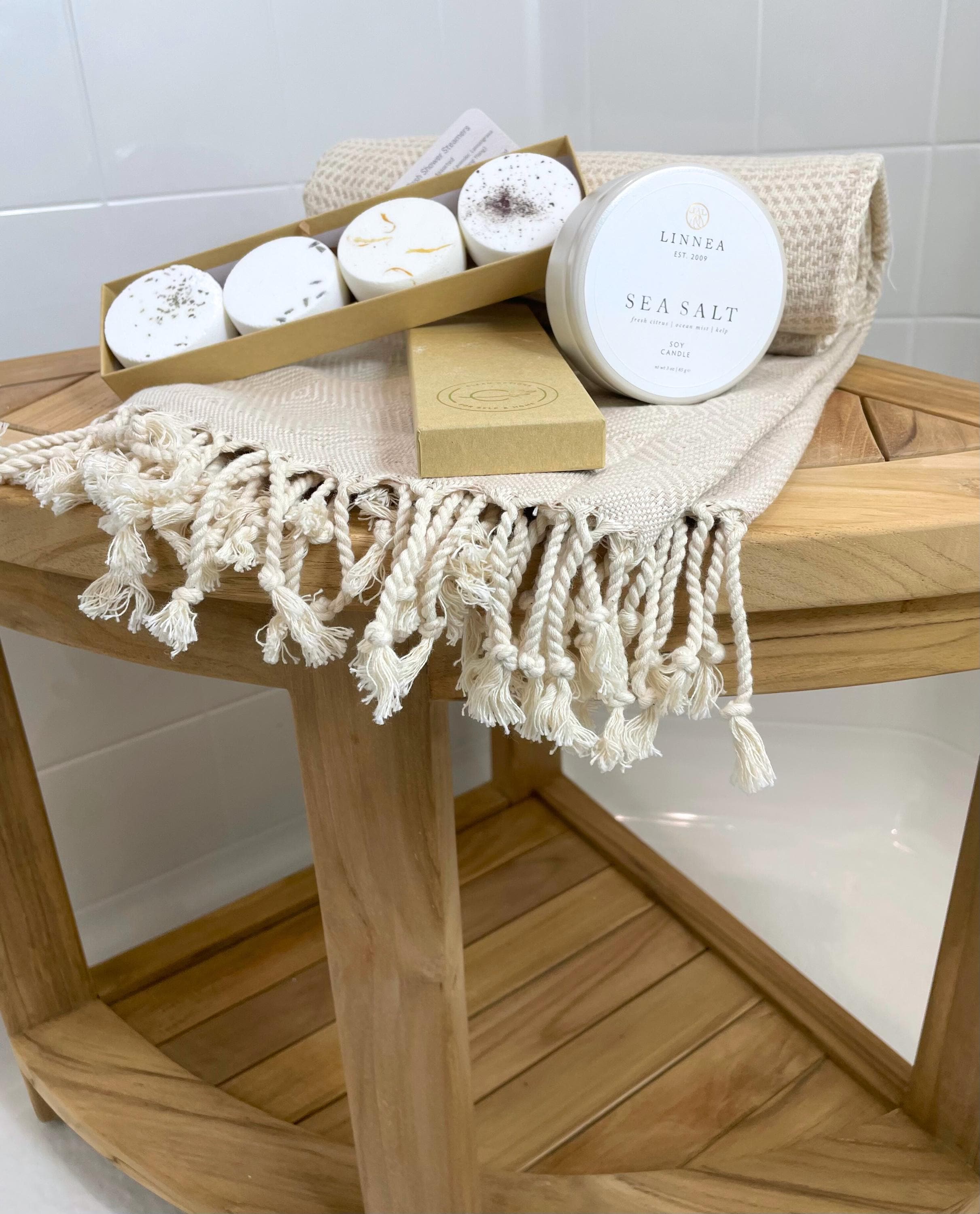 Teak Corner Shower Bench Gift Set - Etsy