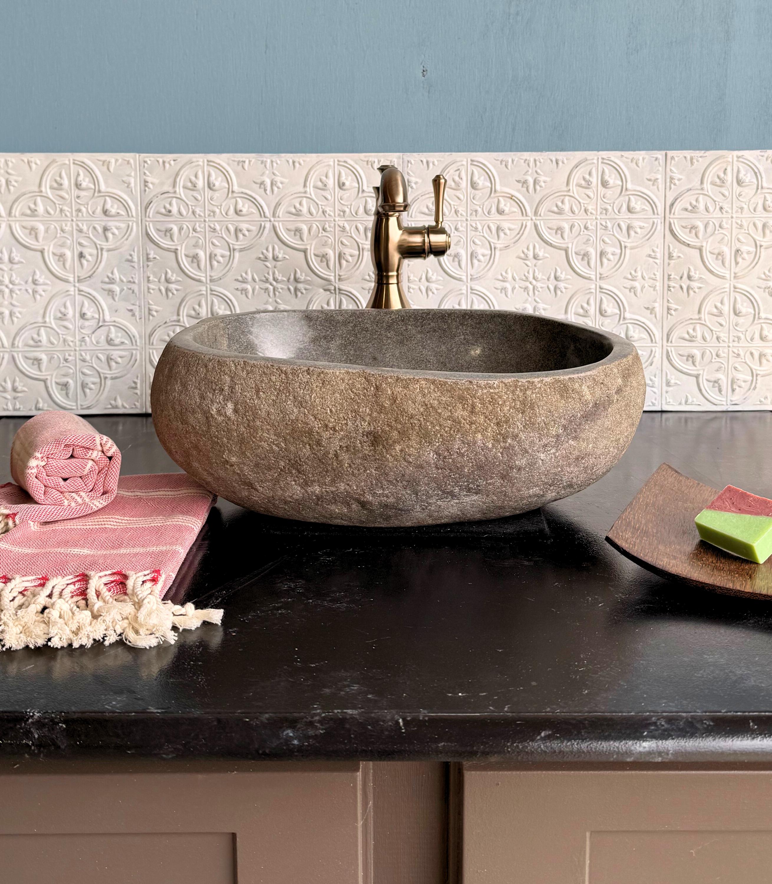 Hand-crafted, Natural River Rock Vessel Sink, Stone Sink - Etsy