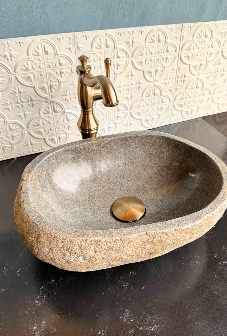 Hand-crafted, Natural River Rock Vessel Sink, Stone Sink - Etsy