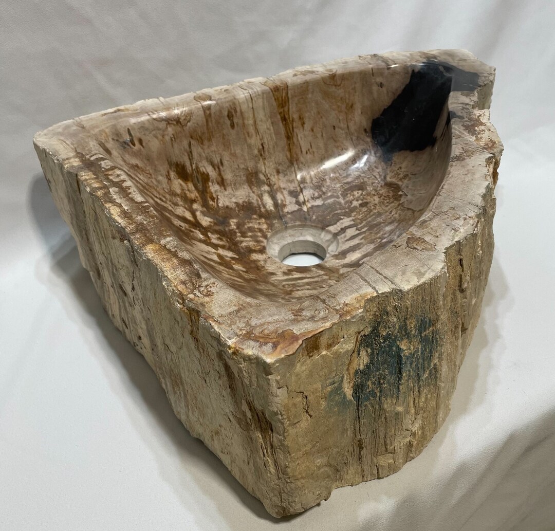 Hand-crafted Natural Stone Vessel Sink, Petrified Wood Stone Sink ...