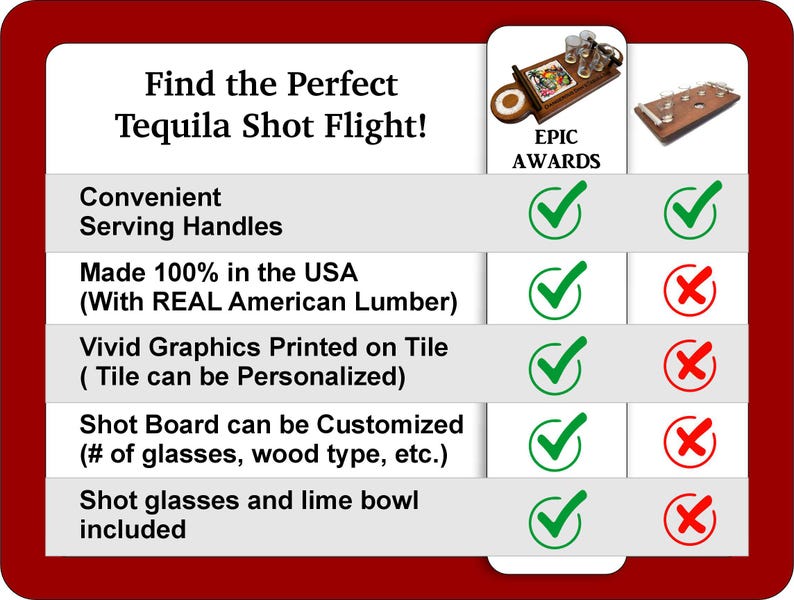 Tequila Shot Board Set – Rustic Flight Tray With Hand-painted Bowl ...