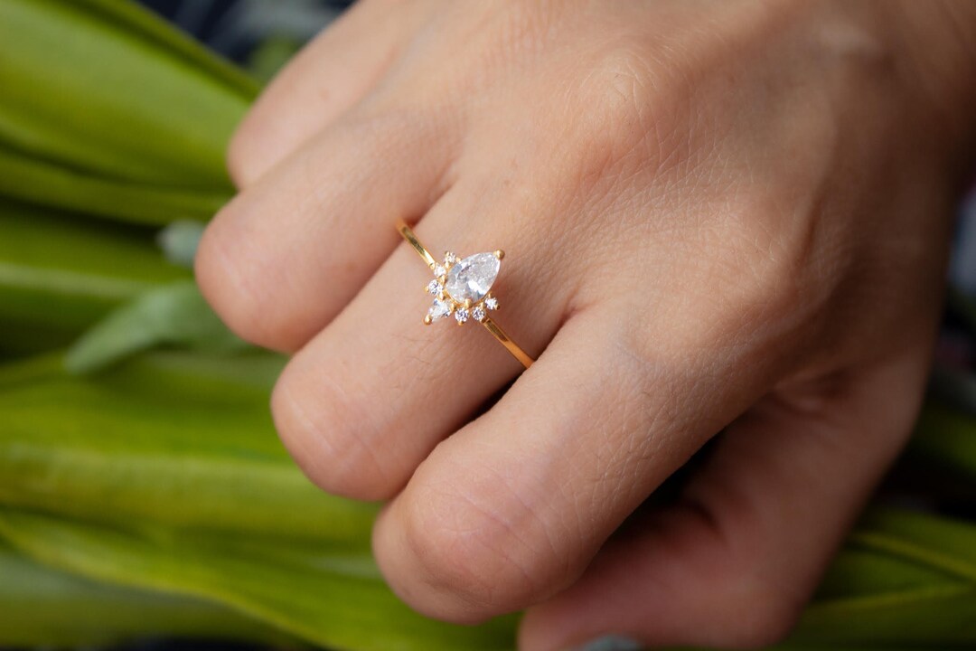 Pear Engagement Ring Solitaire Pear Shaped Ring Proposal - Etsy
