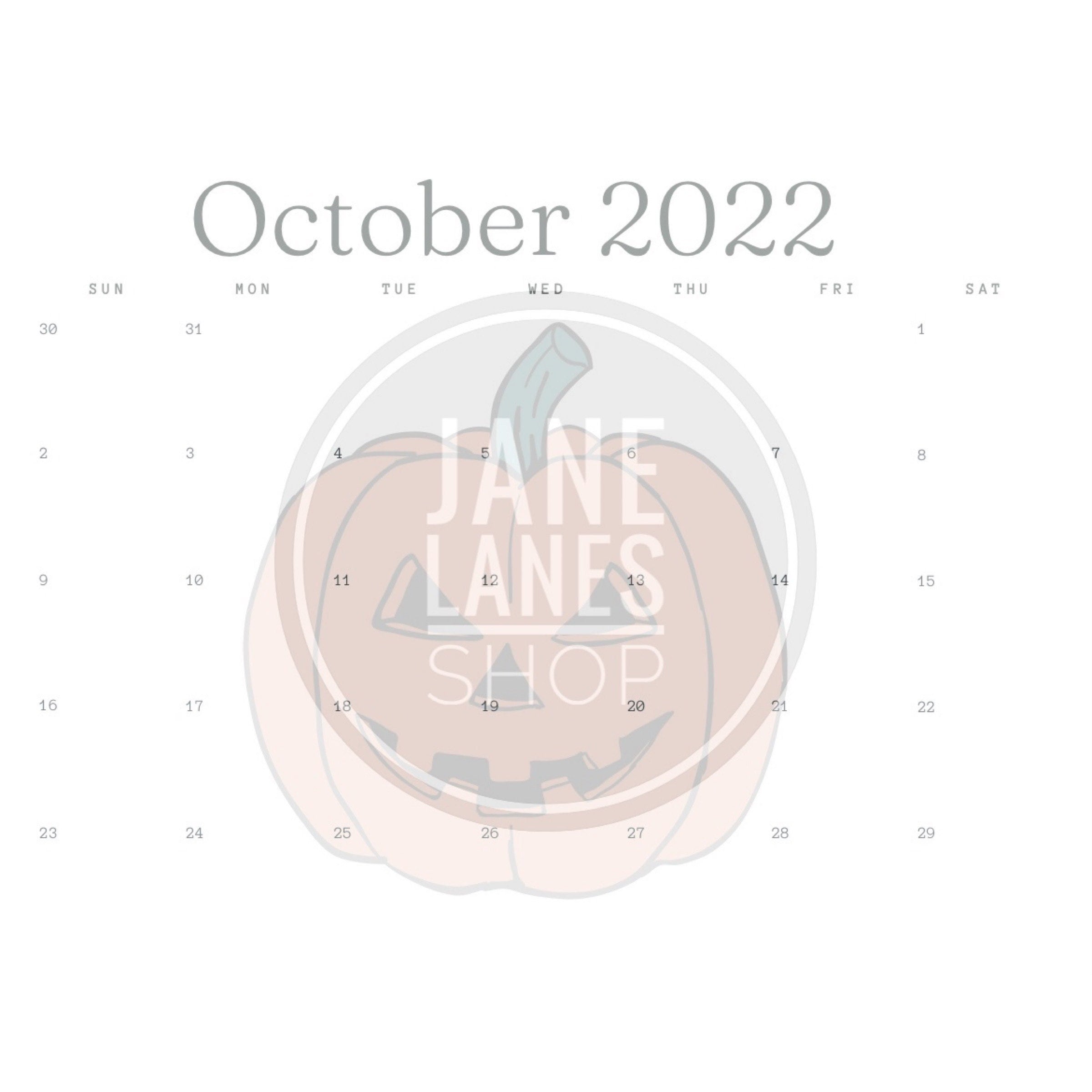 Halloween Pumpkin Digital Download / Printable/ PDF Calendar - Etsy