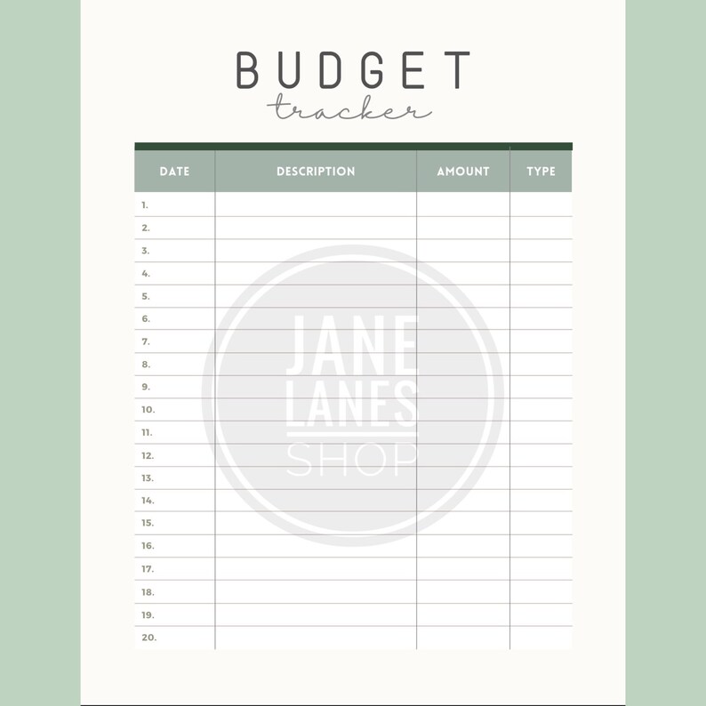 Simple Budget Tracker Digital Download / Printable PDF / Instant ...