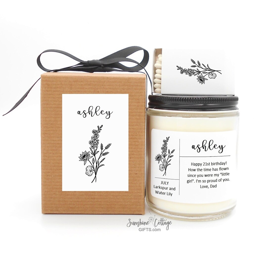 JULY BIRTHDAY Birth Month Flowers Bouquet Candle Larkspur and - Etsy