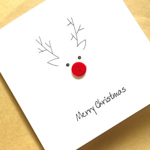Handmade Christmas Card Rudolph Button - Etsy