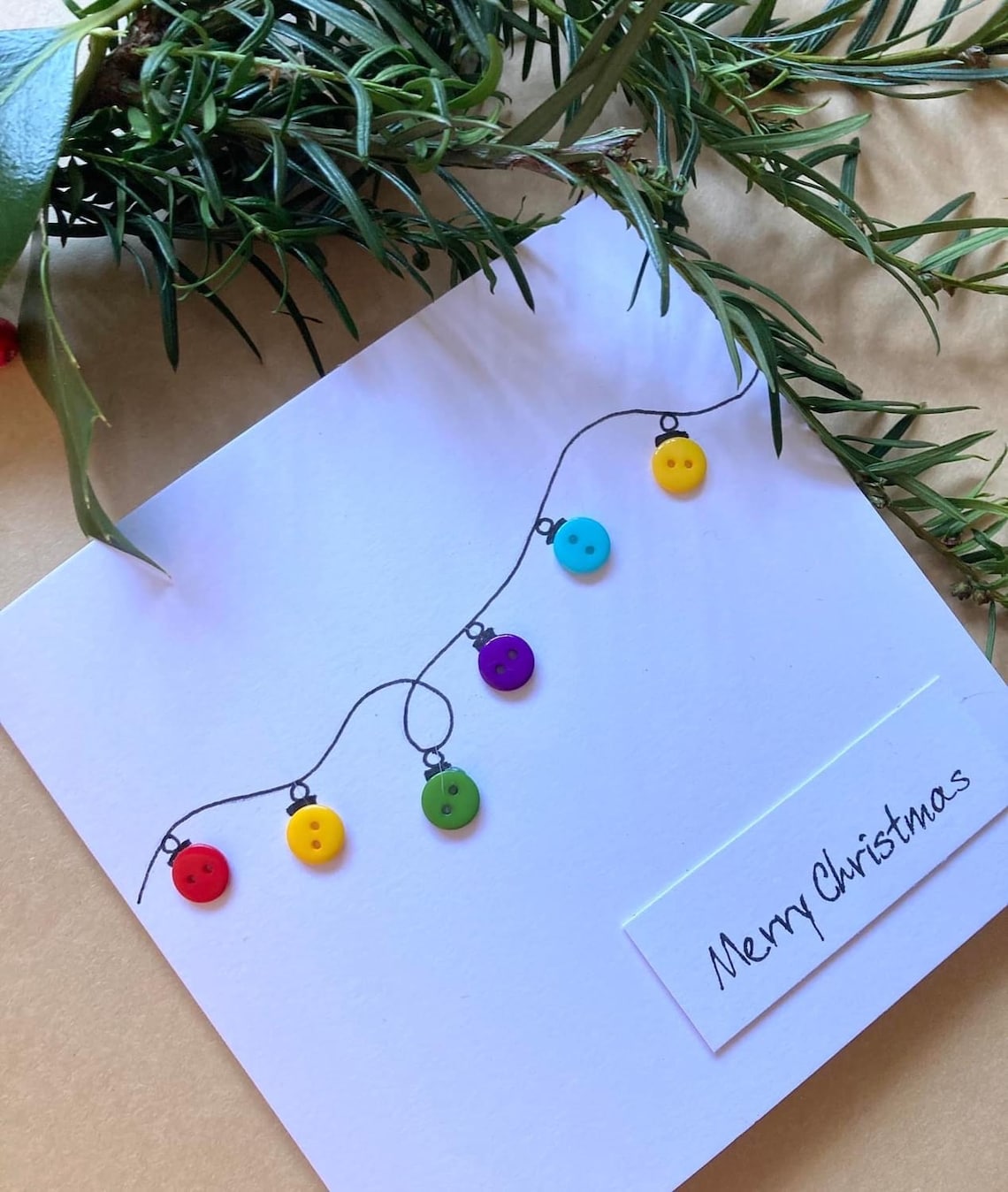 Handmade Button Baubles Christmas Card Choice of Design - Etsy UK