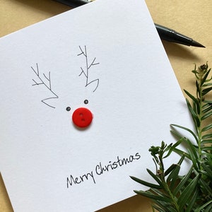 Handmade Christmas Card Rudolph Button - Etsy