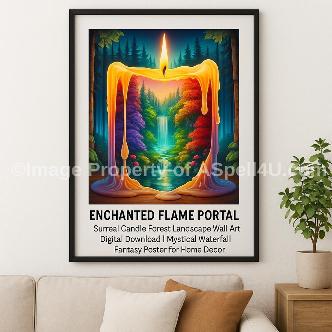Enchanted Flame Portal – Surreal Candle Forest Landscape Wall Art ...