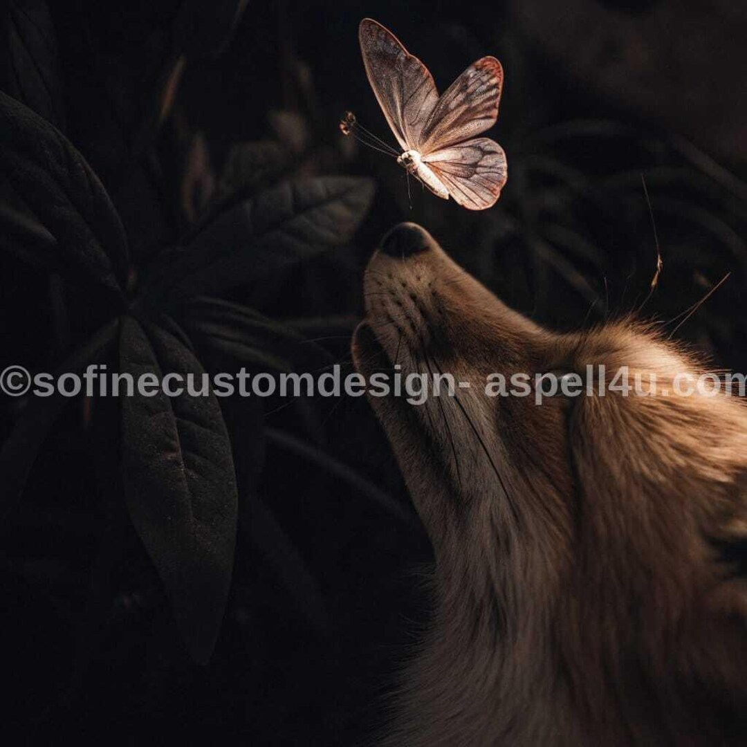 Wolf and Butterfly Canvas Print: Custom AI Design, HD Quality - Etsy