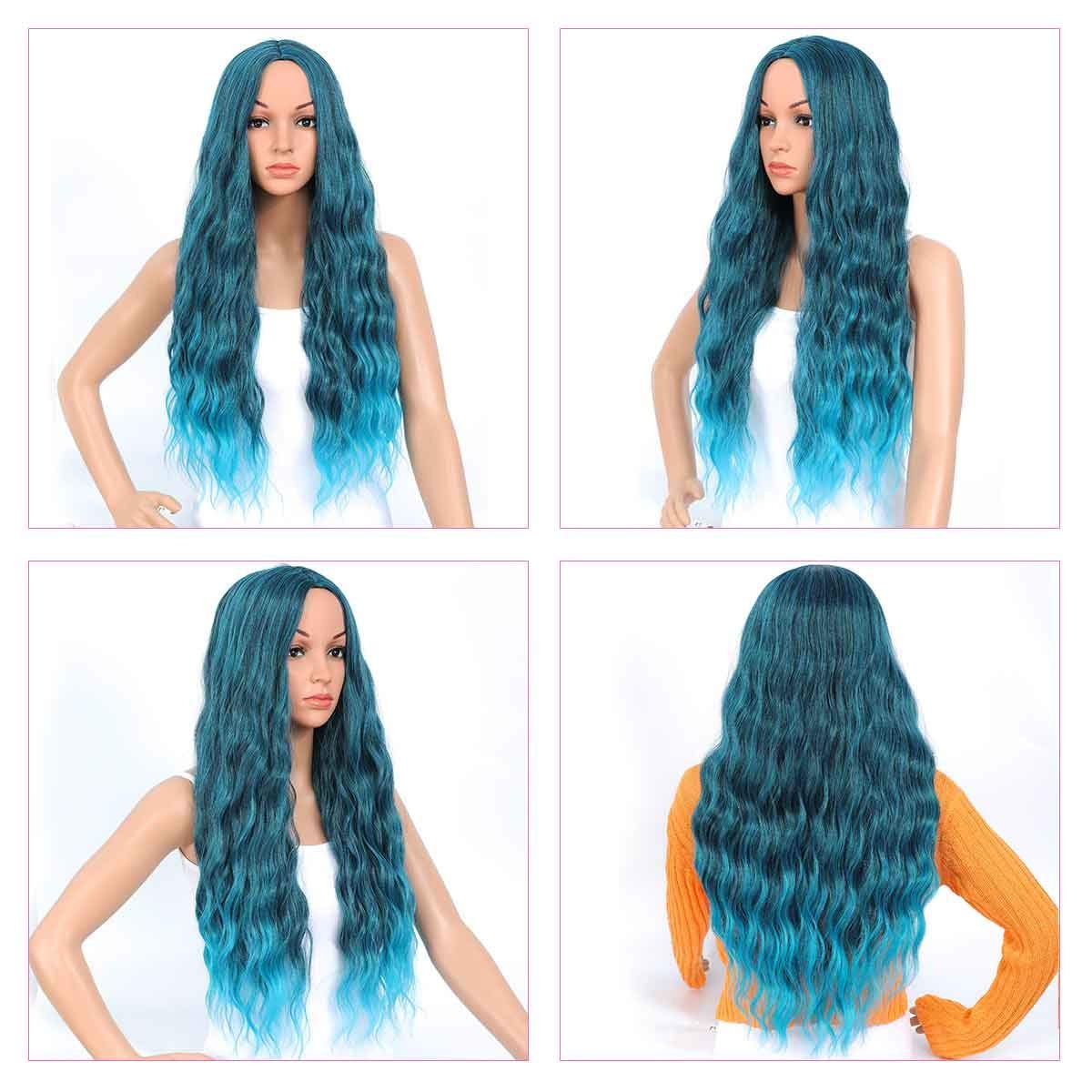 Blue and Black Colorful Ombre Daily Wear Wig 26 Trendy - Etsy