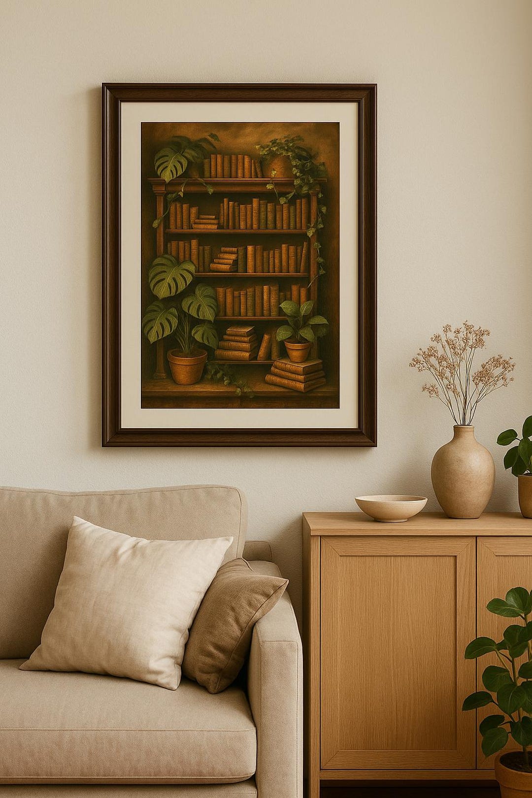 Dark Academia Bookcase Print | Moody Library, Victorian Decor (digital ...