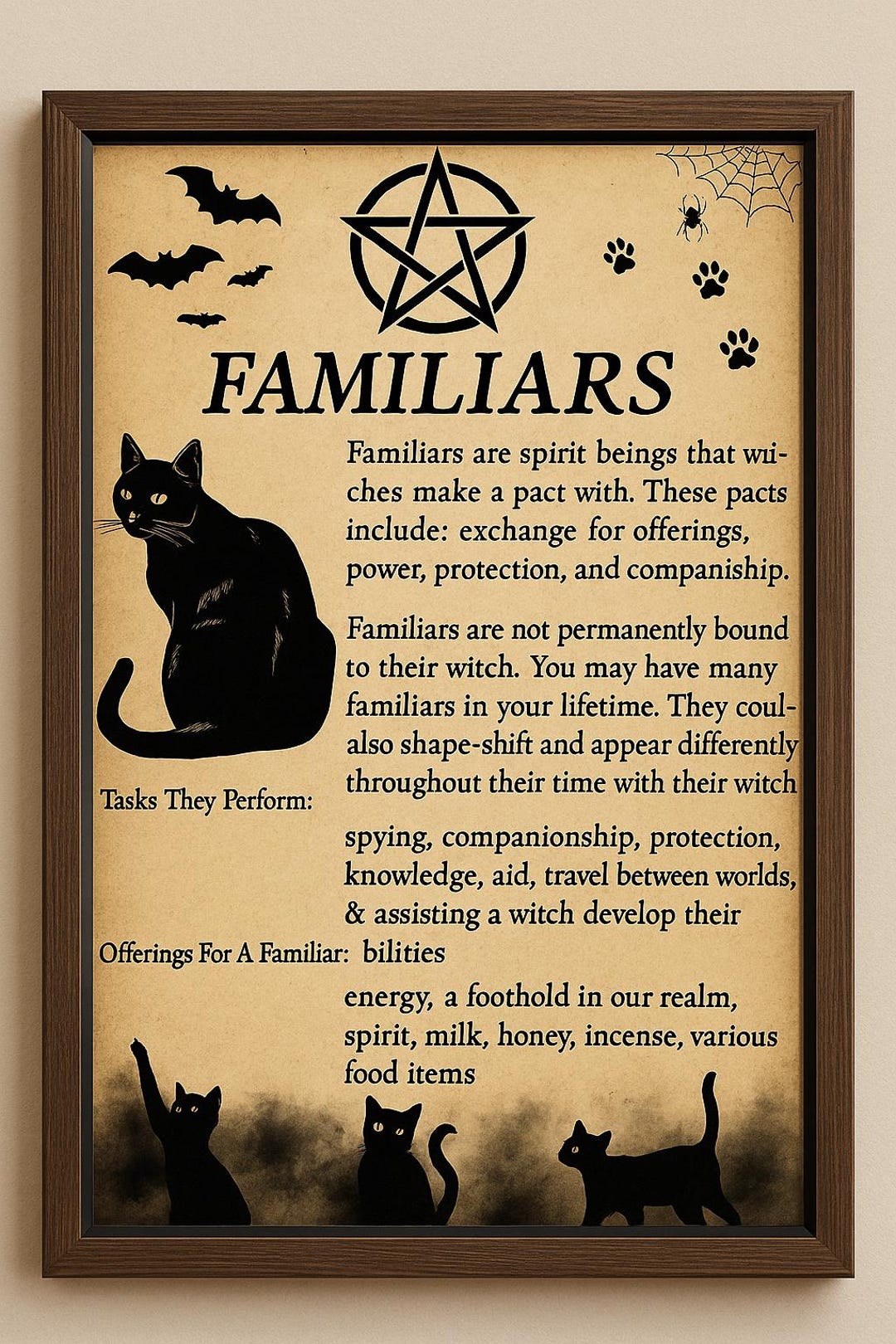 Black Cat Familiar Art Print: Witchy Gothic Cottagecore Decor - Etsy