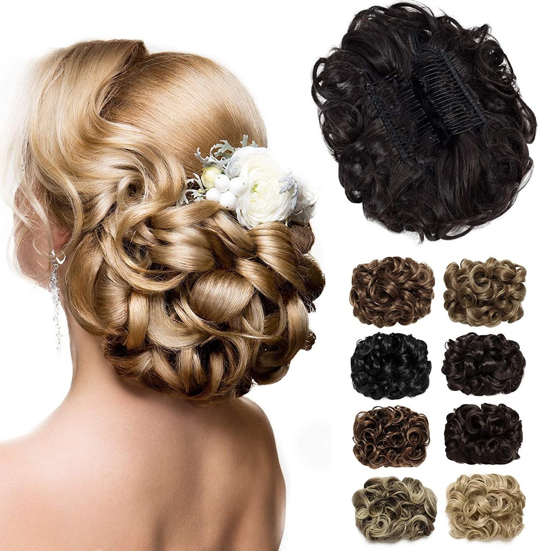 Messy Dish Bun Chignon Easy Stretch Hair Combs Clip in Ponytail No Slip ...