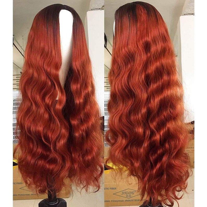 Copper Red Ombre Wavy Fluffy 28 Body Wave Synthetic - Etsy