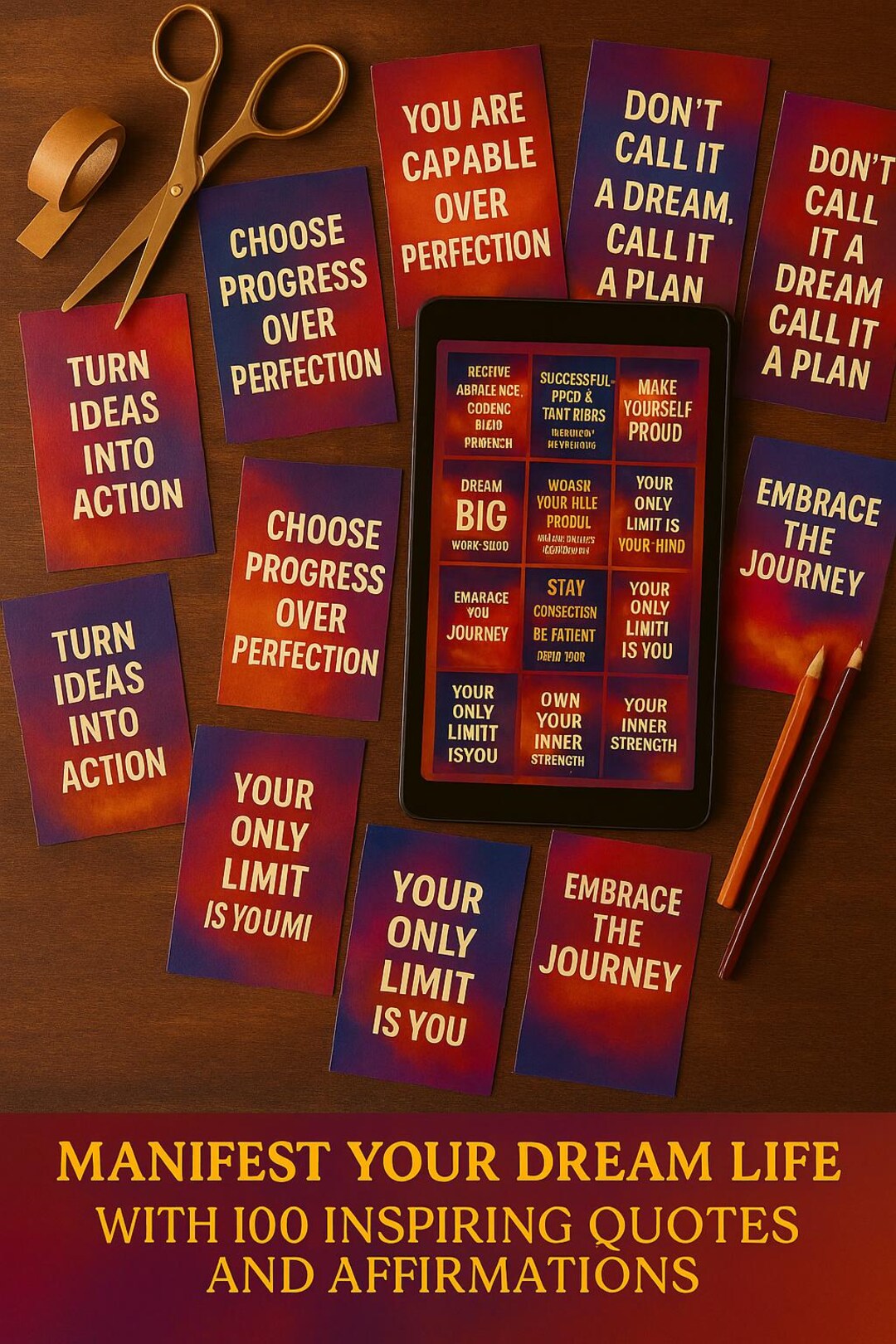Vision Board Kit: 100+ Inspirational Quote Cards (digital Download) - Etsy