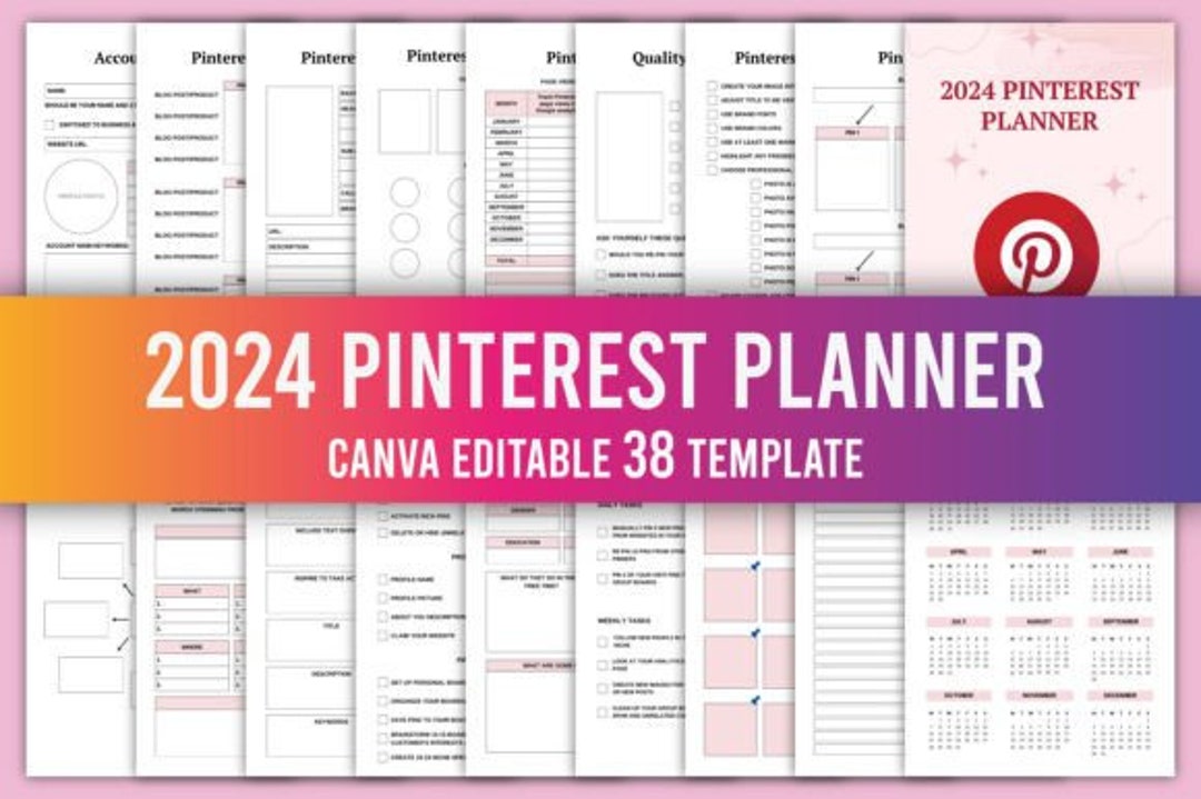 Editable 2024 Pinterest Planner Canva Template Bundle Editable ...