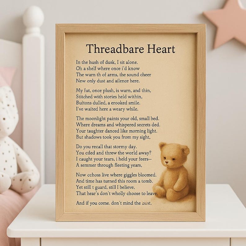 Vintage Teddy Bear Poem Print: Sentimental Nursery Wall Art (digital ...