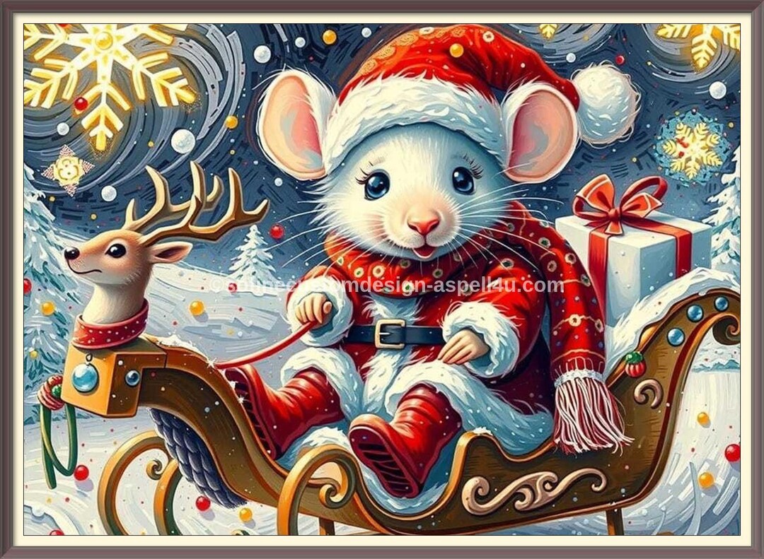Mouse on Sleigh Reindeer Christmas New Custom Made to Order in America ...
