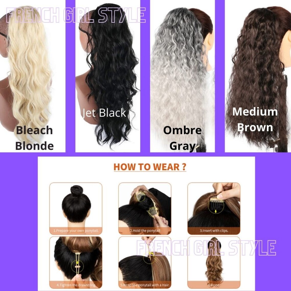 Water Wave Drawstring Ponytail 24 Inch / Synthetic Fiber - Etsy