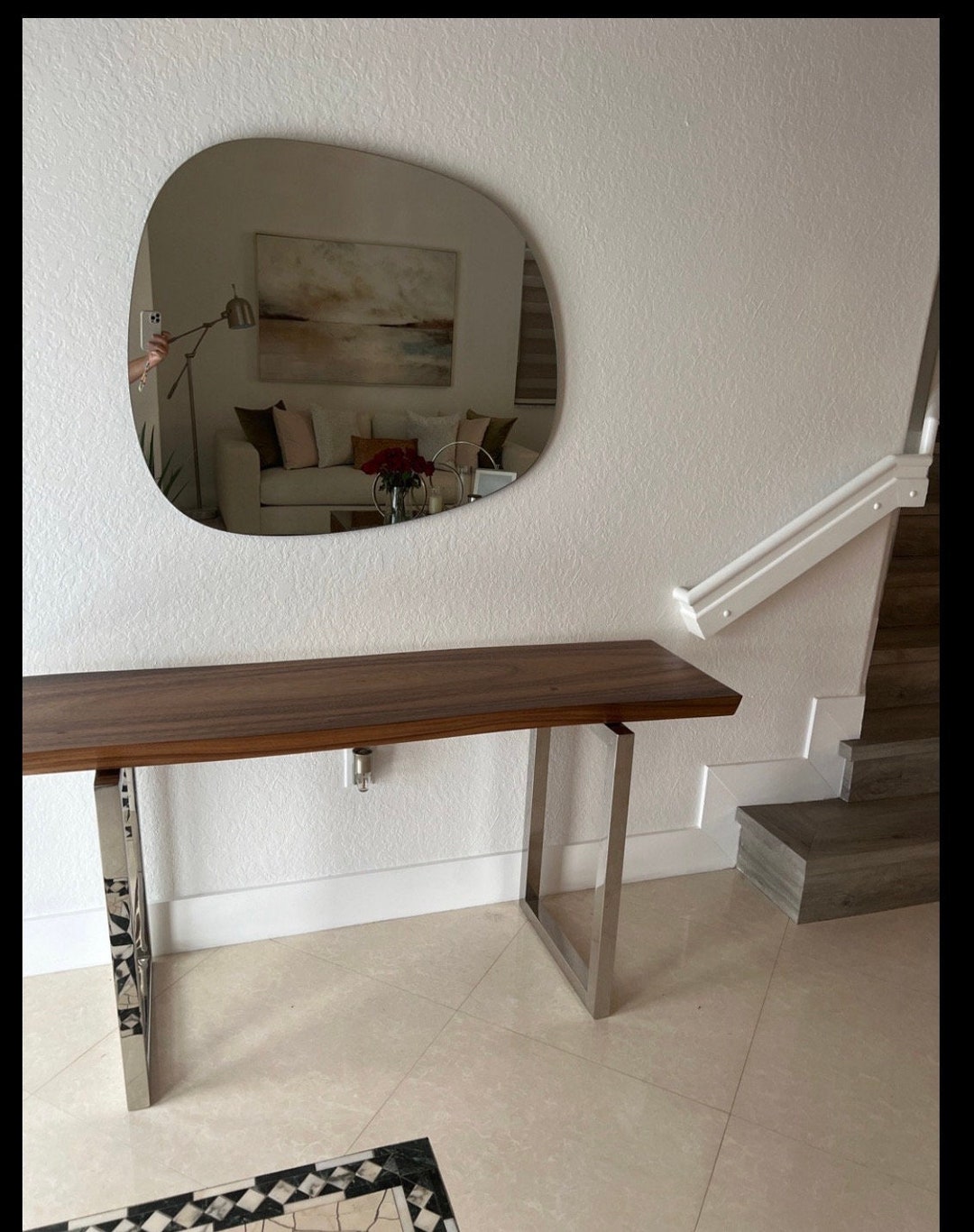 Smoked Glass Irregular Mirror: Black Tint Asymmetrical Wall Decor - Etsy