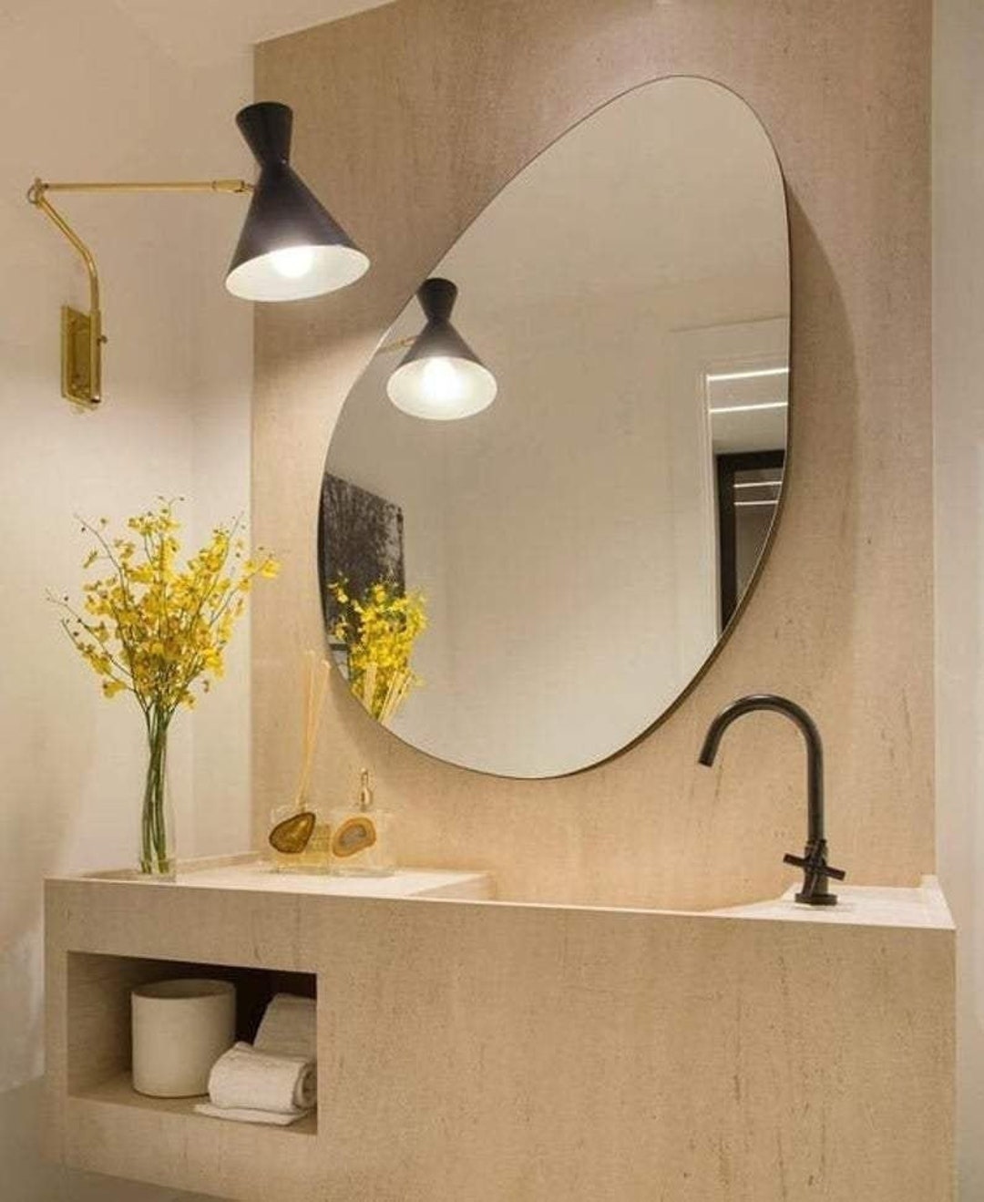 Abble Asymmetrical Mirror Home Art , Mirror Wall Decor, Irregular ...