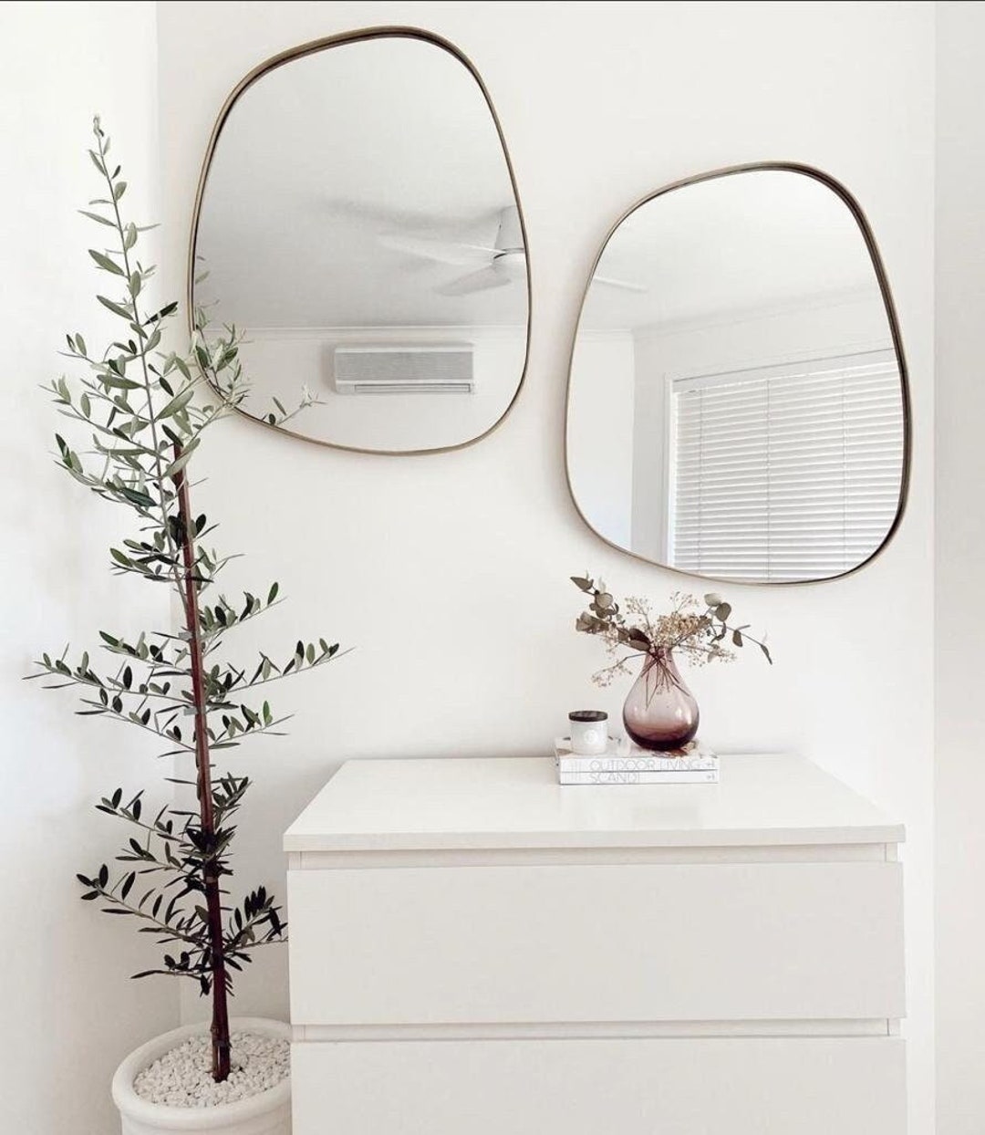 Brass Modern Irregular Aesthetic Wall Mirror Home Decor Accessory ...