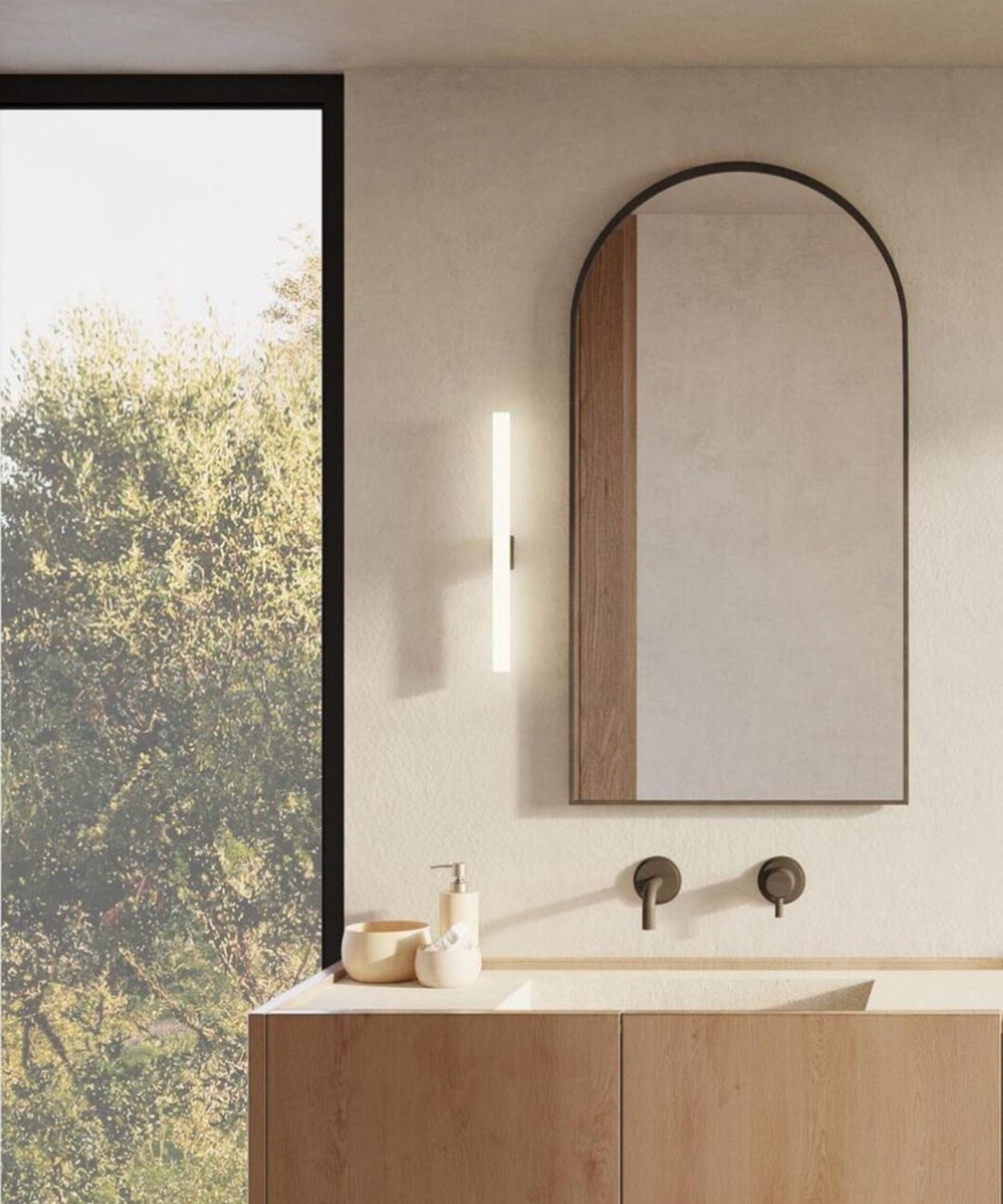Cecilia Arched Asymmetrical Mirror - Bathroom Wall Irregular Mirror ...