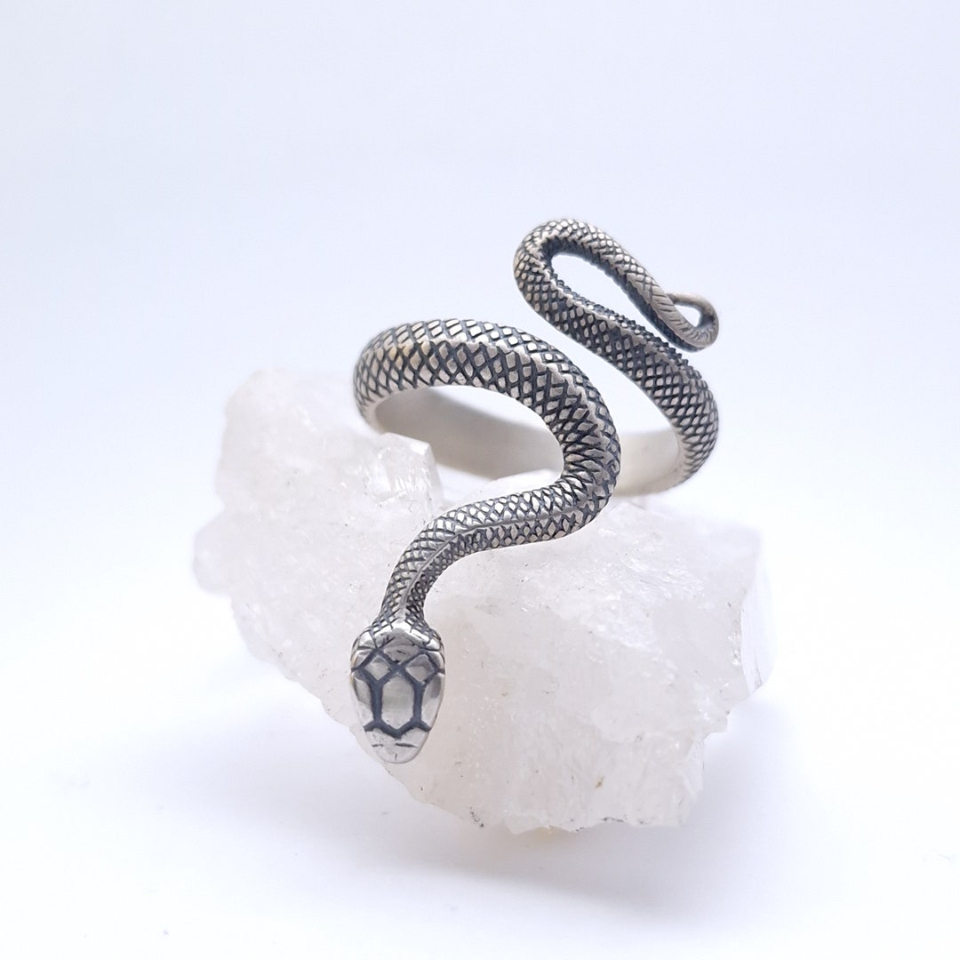 Snake Ring 925 Sterling Silver Python Adjustable Ring Reptile Venomous ...