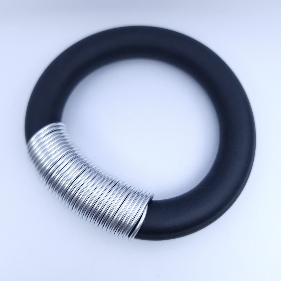 Handmade Rubber Bracelet All Black Jewellery Minimalist Bangle Goth ...