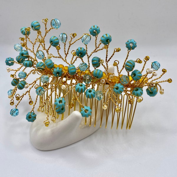 Turquoise Hair Comb - Etsy UK