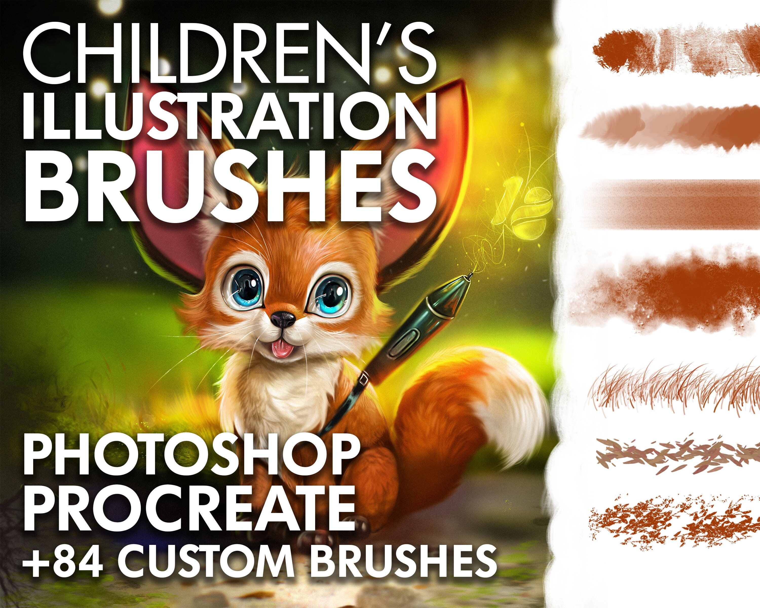 Children's Illustration Brushes for Photoshop and Procreate - Etsy