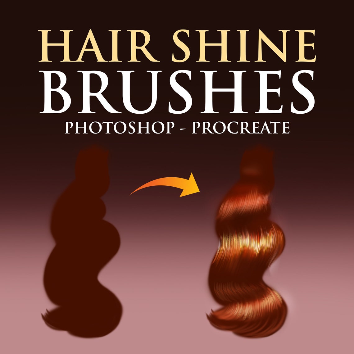 15 Hair Shine Brushes for Photoshop and Procreate, Procreate Hair Brushes, Photoshop Hair ...