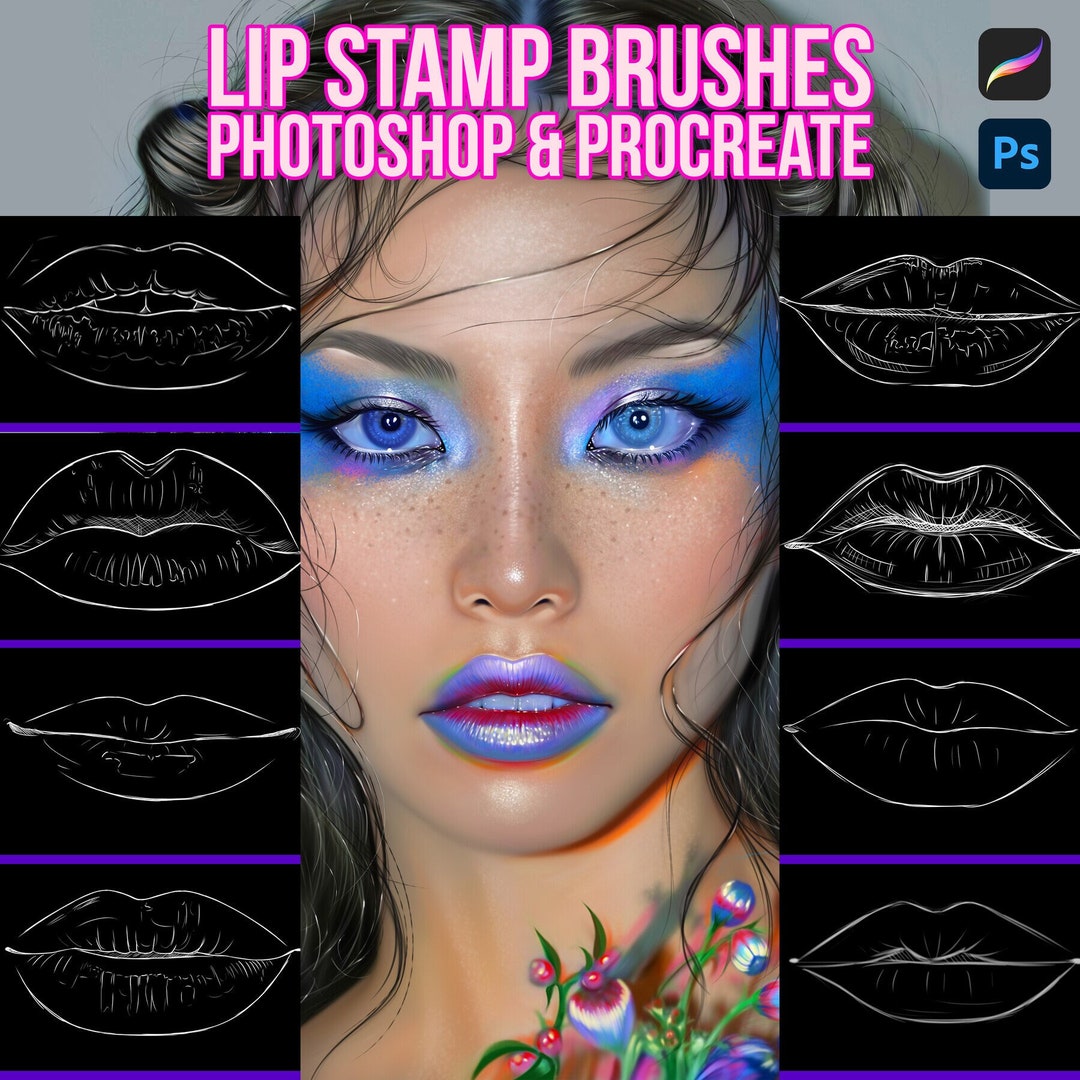 Lip Stamp Brushes for Procreate and Photoshop, Lip Stamp Brushes - Etsy