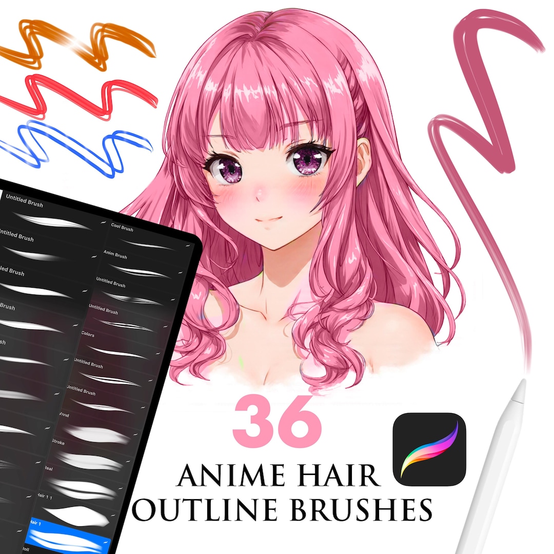 Procreate Anime Hair Brushes: Manga & Chibi Styles (brushset Format) - Etsy