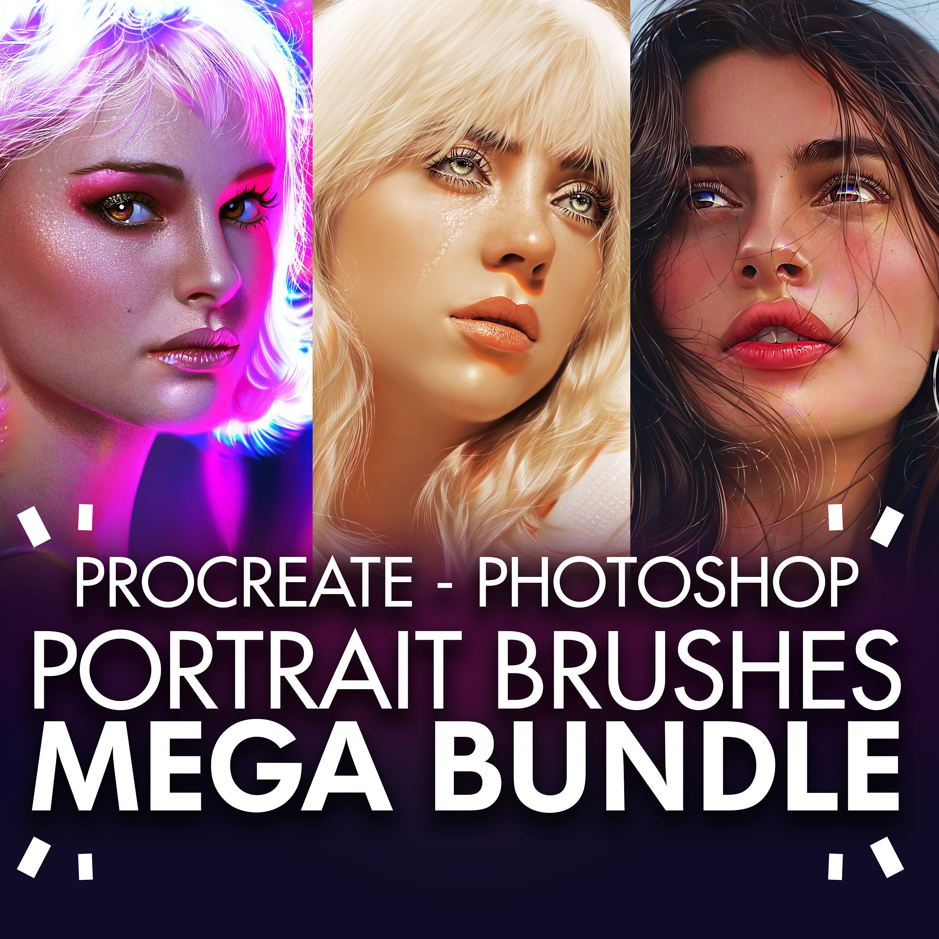 Portrait Brushes for Photoshop and Procreate, Portrait Brush Bundle - Etsy