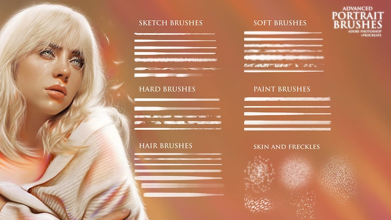 Portrait Brushes for Photoshop and Procreate, Portrait Brush Bundle - Etsy