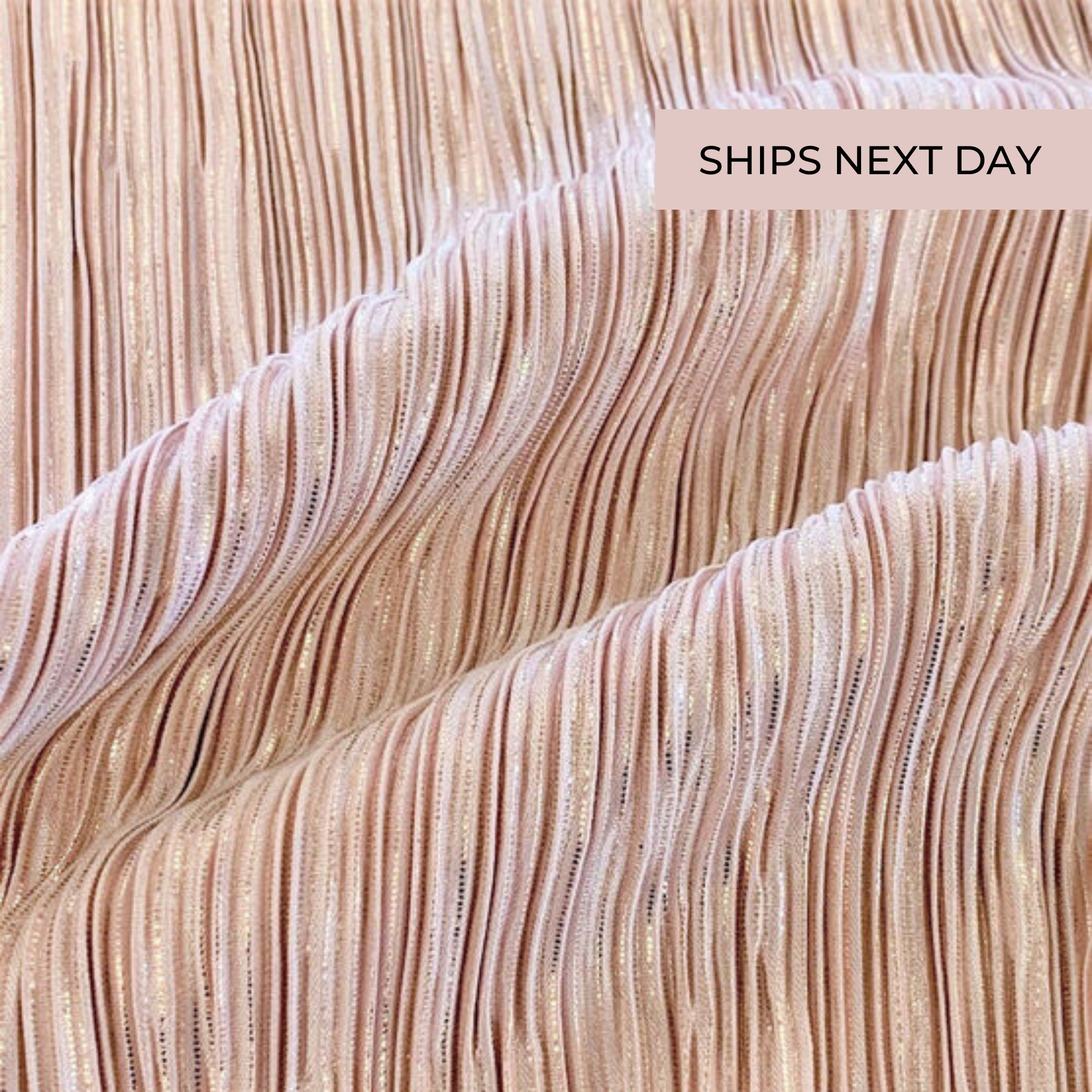 Pleated Foil Bodre Pink with Gold Fabric / Fabric by the Half | Etsy