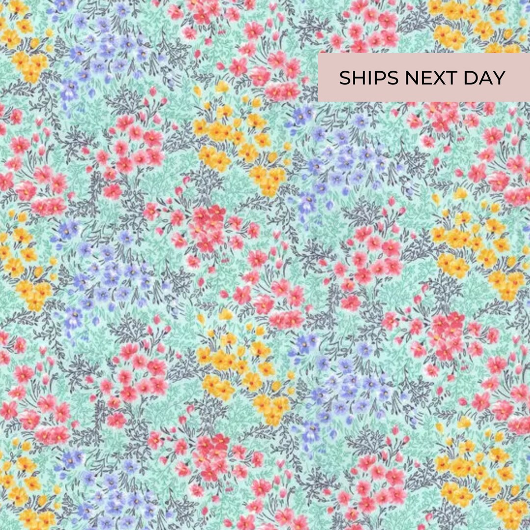 Pastel Floral Cotton Fabric / 100% Cotton / Spring Fabric / - Etsy