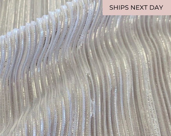 Pleated Foil Bodre Silver Fabric / 100% Polyester / Bridal & - Etsy