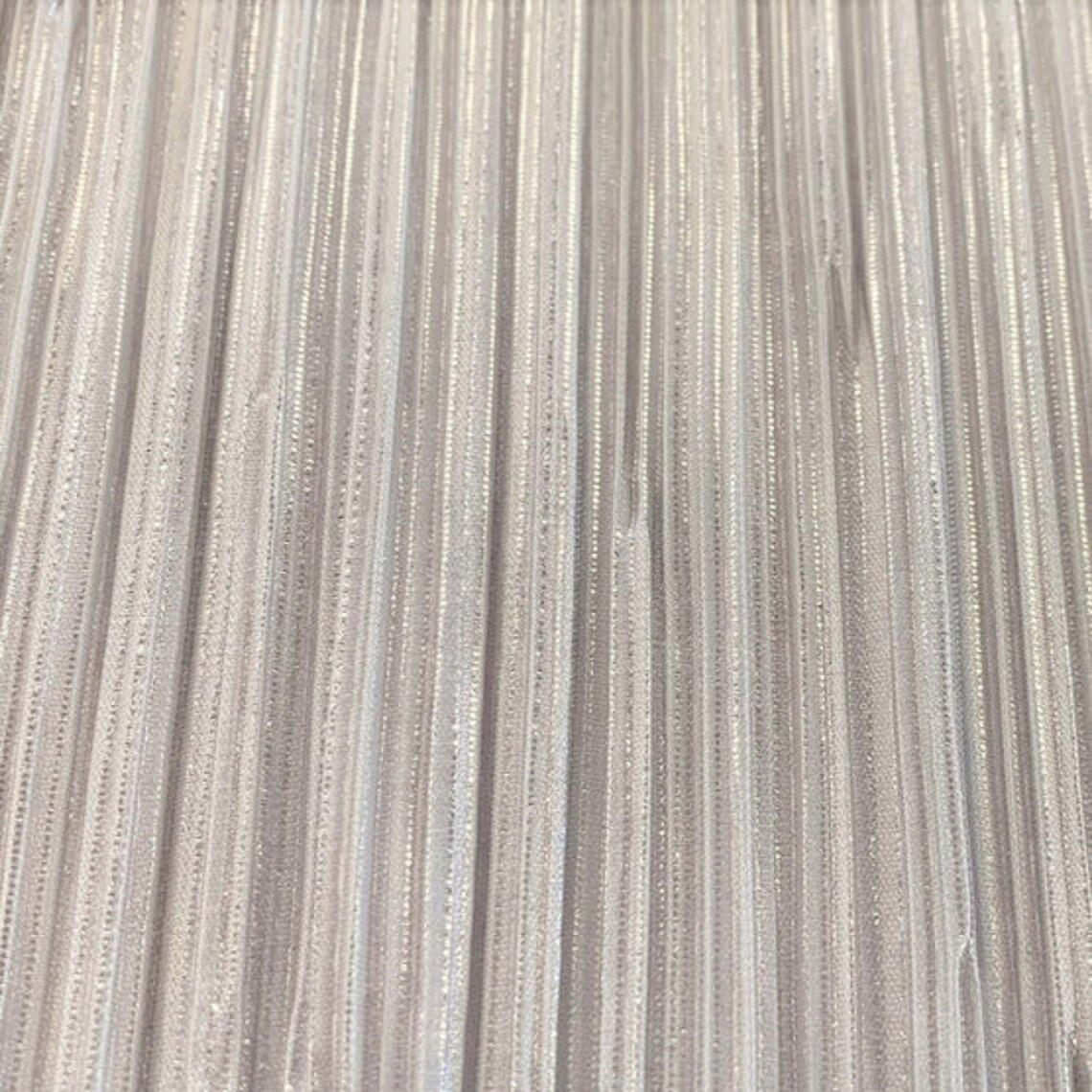 Pleated Foil Bodre Silver Fabric / 100% Polyester / Bridal & | Etsy